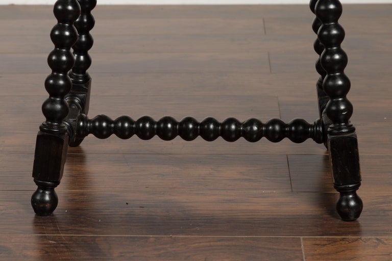 English 1880s Ebonized Wood Splaying Legs Bobbin Stool with Cross ...