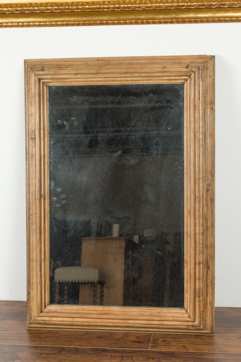 English 1880s Rustic Oak Mirror with Molded Frame and Natural Finish at ...