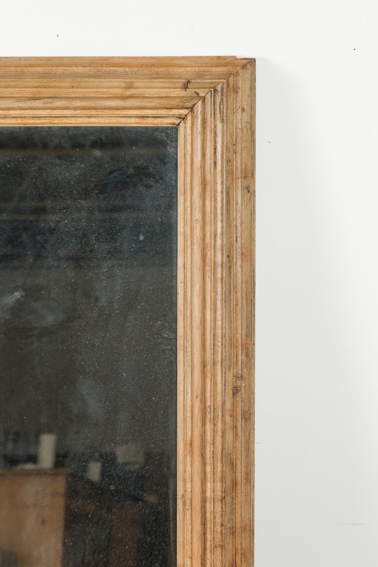 English 1880s Rustic Oak Mirror with Molded Frame and Natural Finish at ...