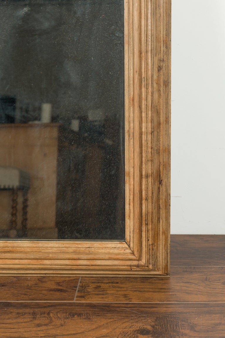 English 1880s Rustic Oak Mirror with Molded Frame and Natural Finish at ...
