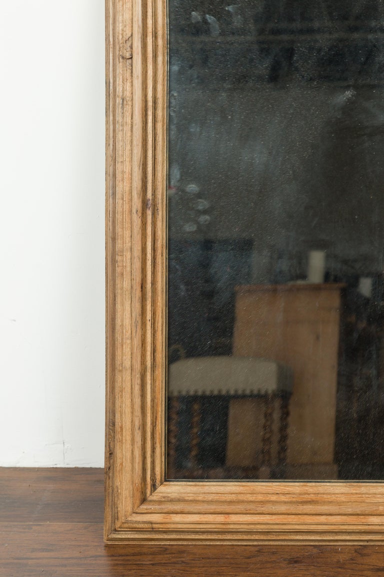 English 1880s Rustic Oak Mirror with Molded Frame and Natural Finish at ...