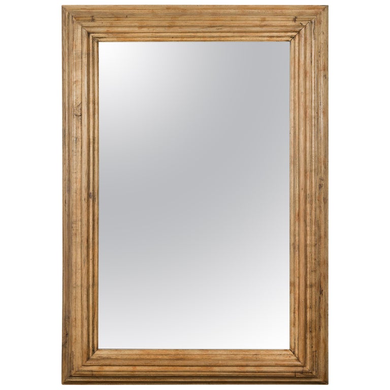 English 1880s Rustic Oak Mirror with Molded Frame and Natural Finish at ...