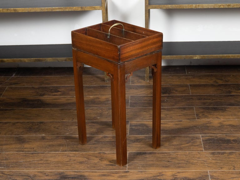 English 1880s Wooden Cutlery Box Mounted on Stand with Carved Spandrels ...
