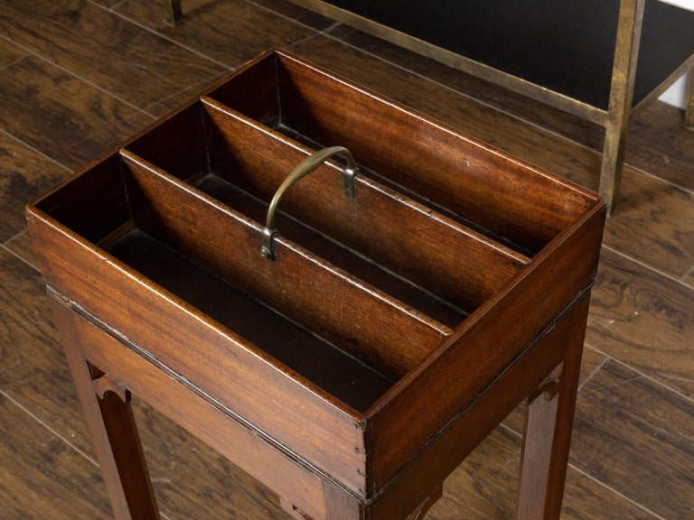 English 1880s Wooden Cutlery Box Mounted on Stand with Carved Spandrels ...