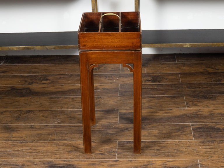 English 1880s Wooden Cutlery Box Mounted on Stand with Carved Spandrels ...