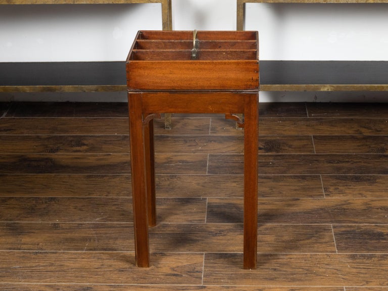 English 1880s Wooden Cutlery Box Mounted on Stand with Carved Spandrels ...
