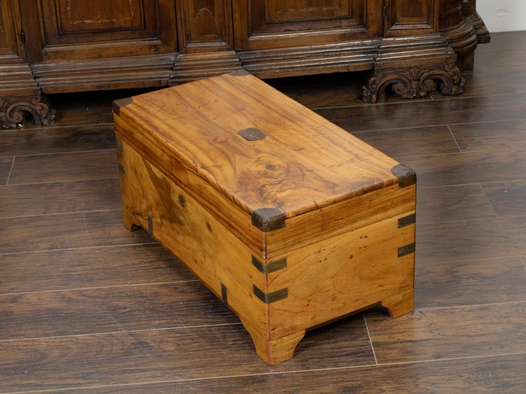 English 1890s Camphor Wood Small Trunk with Brass Accents and Bracket ...