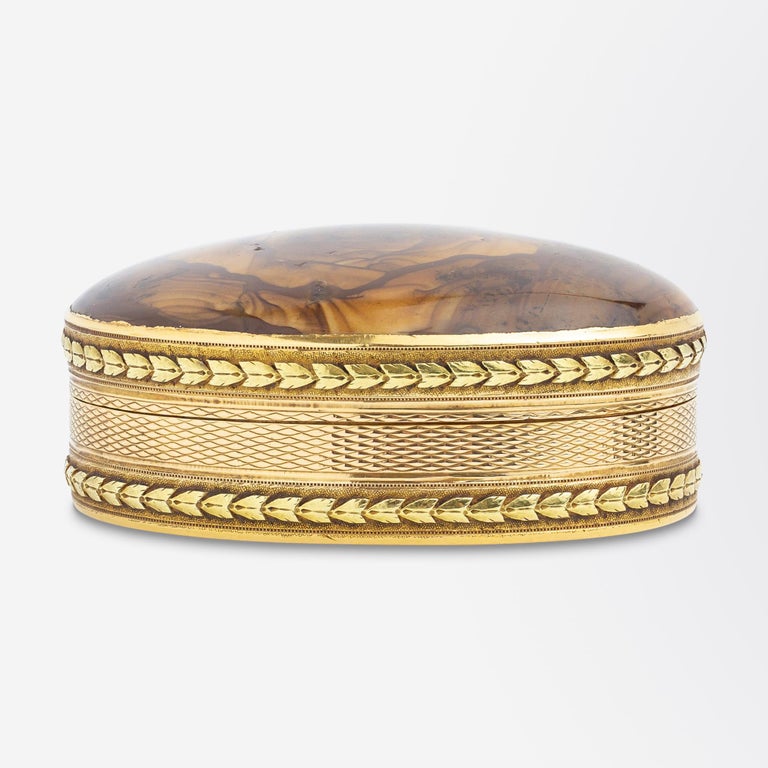 English, 18th Century, 18 Karat Gold and 'Petrified Wood Agate' Snuff ...
