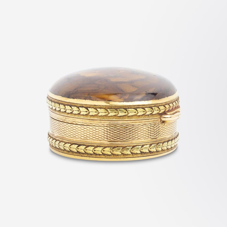English, 18th Century, 18 Karat Gold and 'Petrified Wood Agate' Snuff ...