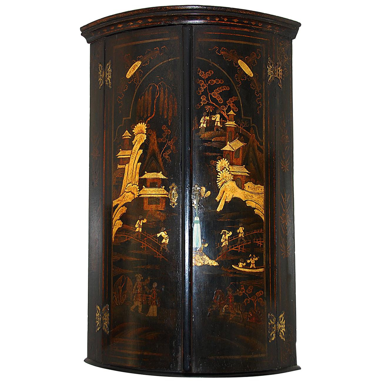 Inlaid English Hanging Cabinet For Sale at 1stDibs