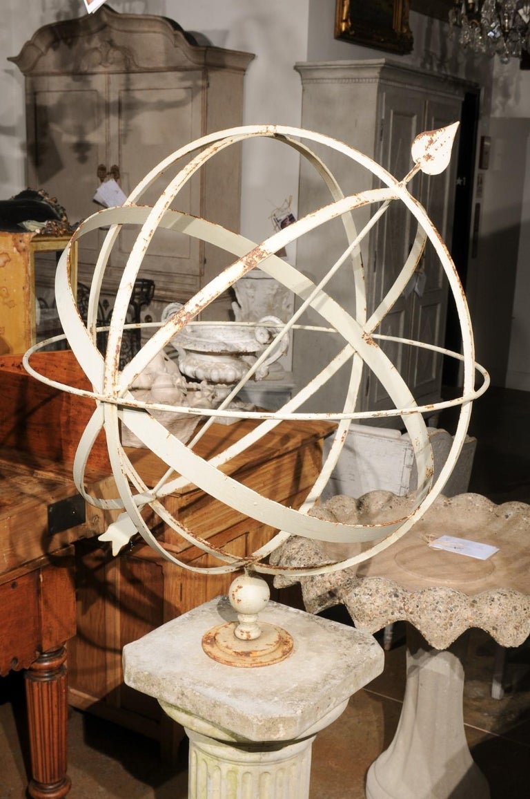 English 1900s Metal Armillary Sphere on Ionic Style Stone Pedestal For ...