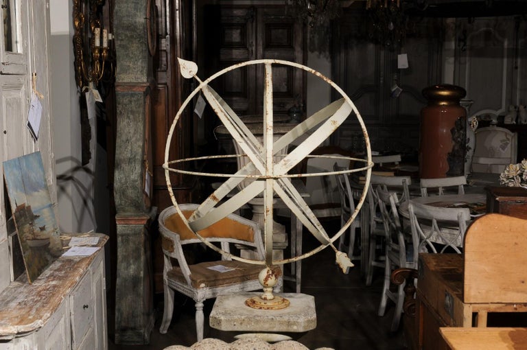 English 1900s Metal Armillary Sphere on Ionic Style Stone Pedestal For ...