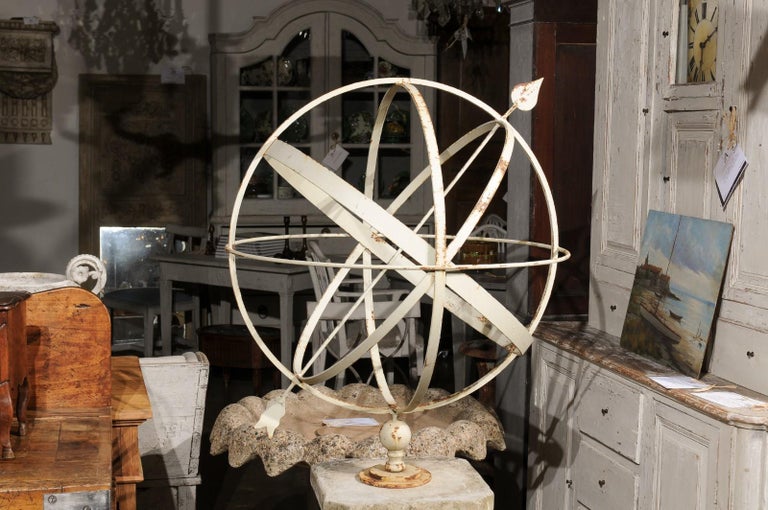 English 1900s Metal Armillary Sphere on Ionic Style Stone Pedestal For ...