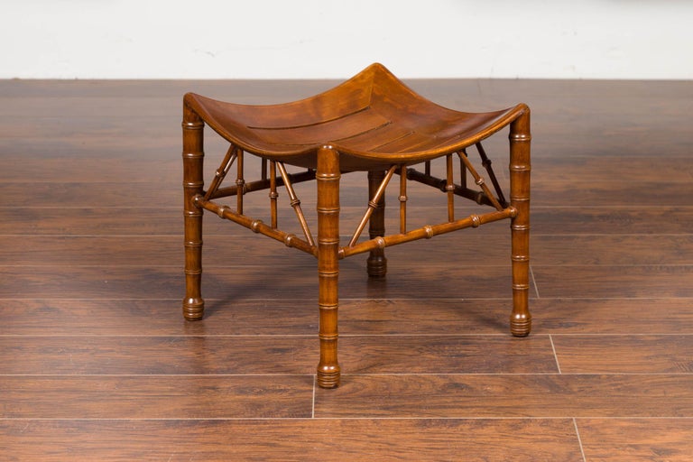 English 1920s Walnut Egyptian Revival Thebes Stool with Faux Bamboo ...