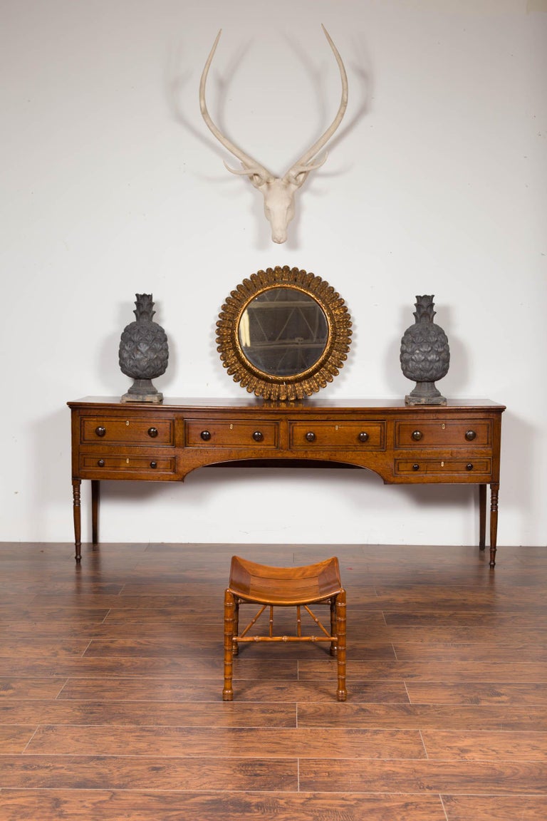 English 1920s Walnut Egyptian Revival Thebes Stool with Faux Bamboo ...