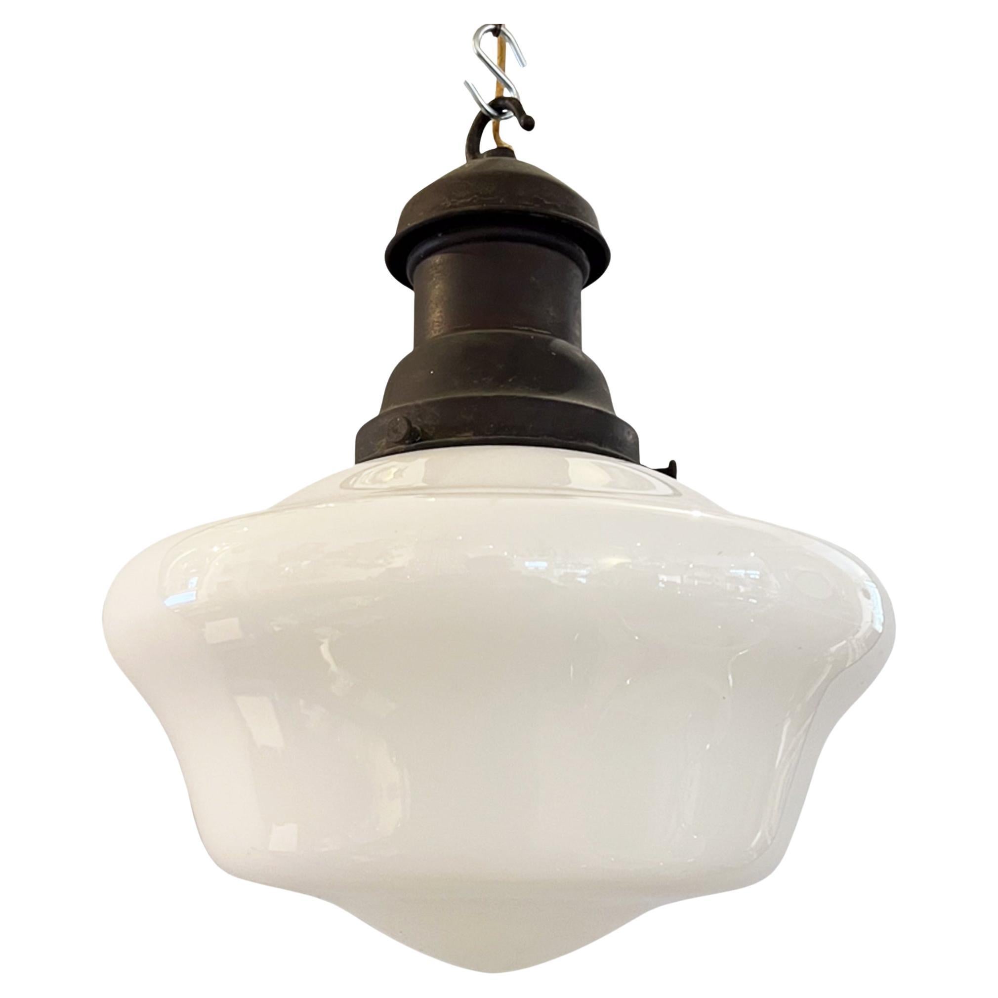 English 1940s Opaline Pendant Light For Sale at 1stDibs