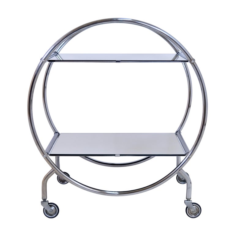 English 1950's Mid Century Circular Chromed Bar Cart in the Style of ...