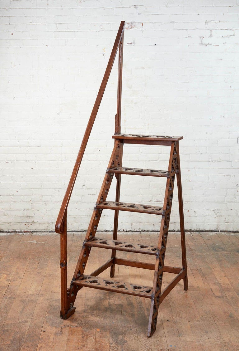 English 19th c. Oak Library Steps with Handrail For Sale at 1stDibs ...