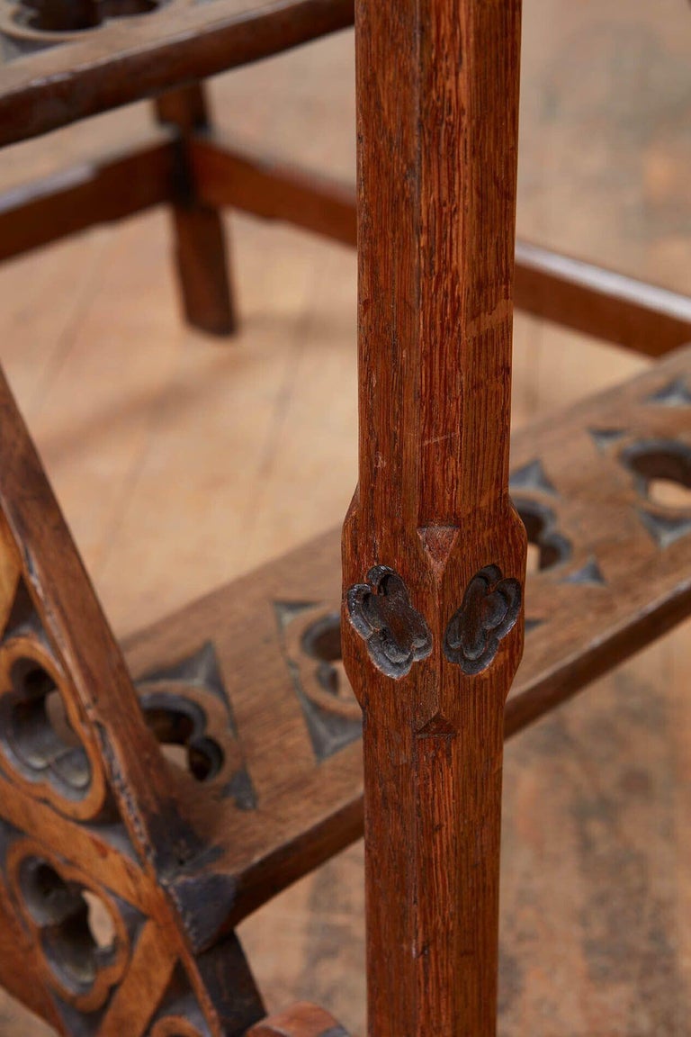 English 19th c. Oak Library Steps with Handrail For Sale at 1stDibs