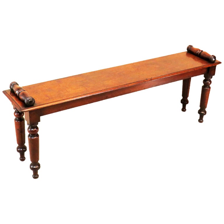 English 19th Century Antique Mahogany Window Seat Hall Bench at 1stdibs
