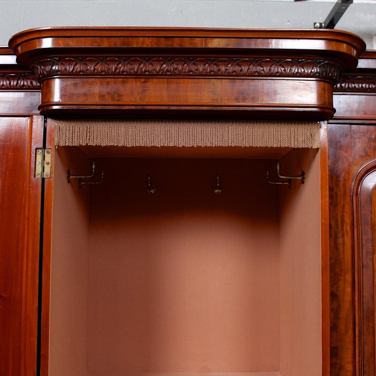 English 19th Century Breakfront Compactum Wardrobe Triple Mirrored ...