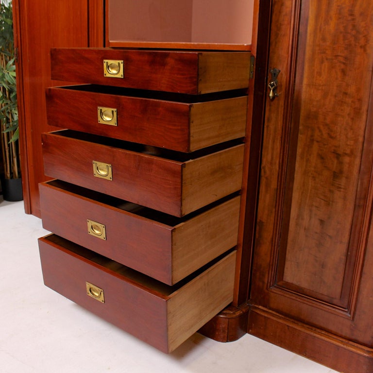 English 19th Century Breakfront Compactum Wardrobe Triple Mirrored ...