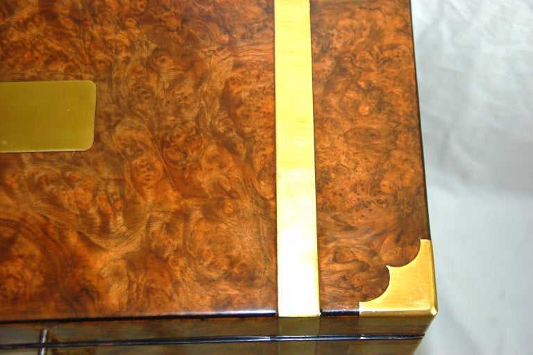 English 19th Century Burl Walnut Brass Bound Writing Box on Stand at ...