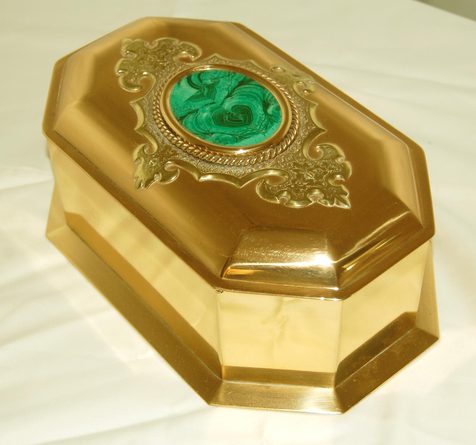 English 19th Century Casket with Malachite Cabochon by Howell James and ...