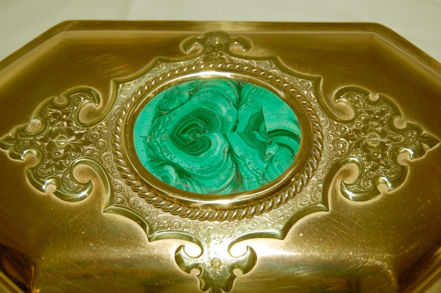 English 19th Century Casket with Malachite Cabochon by Howell James and ...