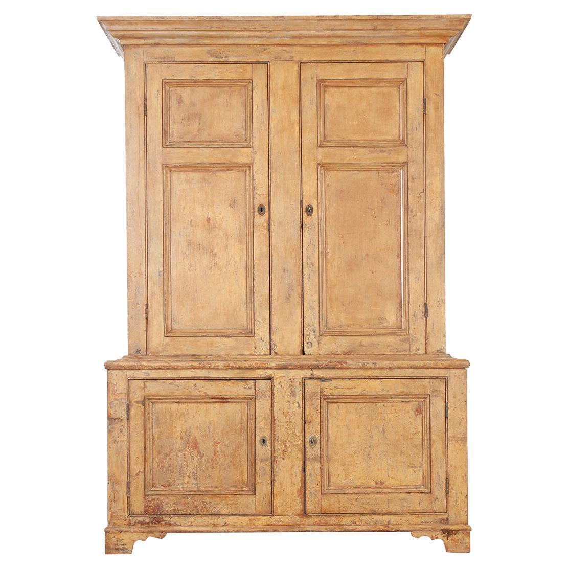 18th Century, Original Painted English Linen Cupboard at 1stDibs