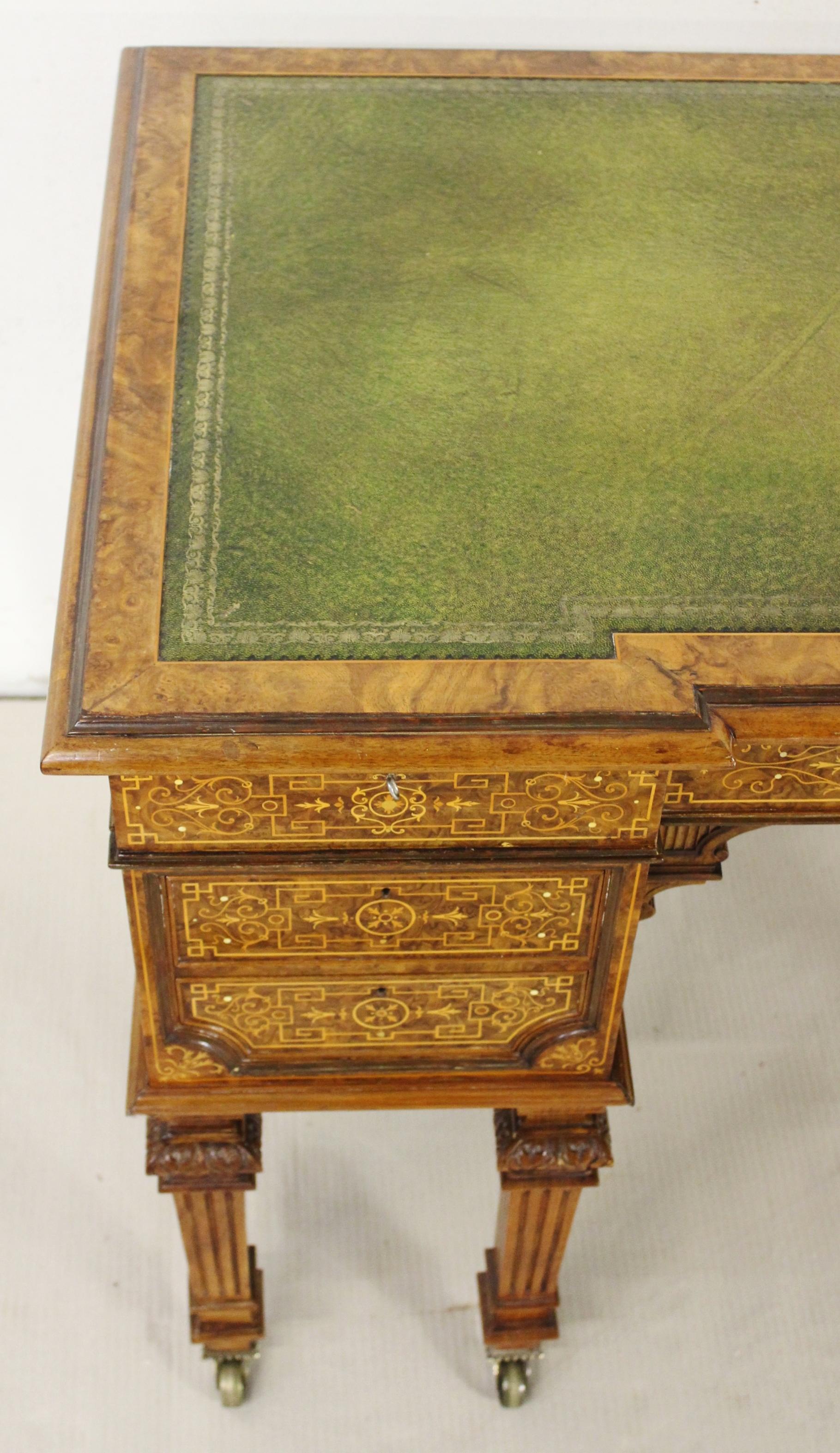 English 19th Century Inlaid Burr Walnut Writing Table by Johnstone and ...