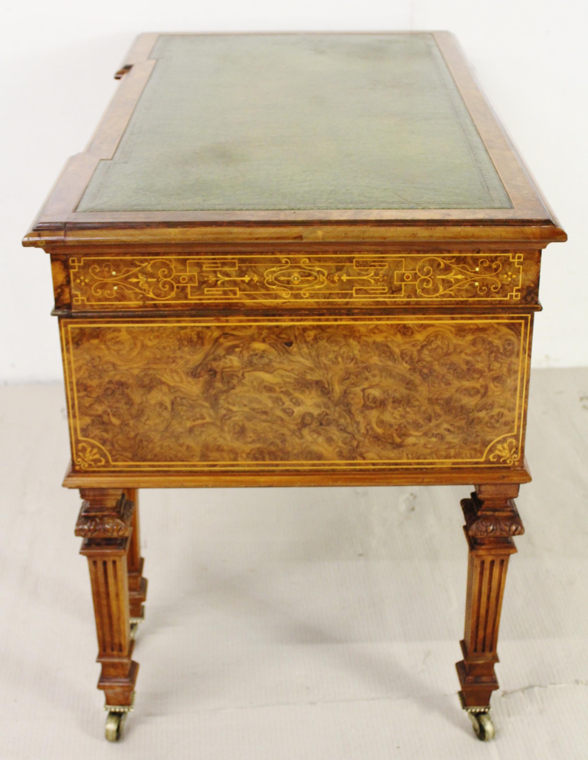 English 19th Century Inlaid Burr Walnut Writing Table by Johnstone and ...