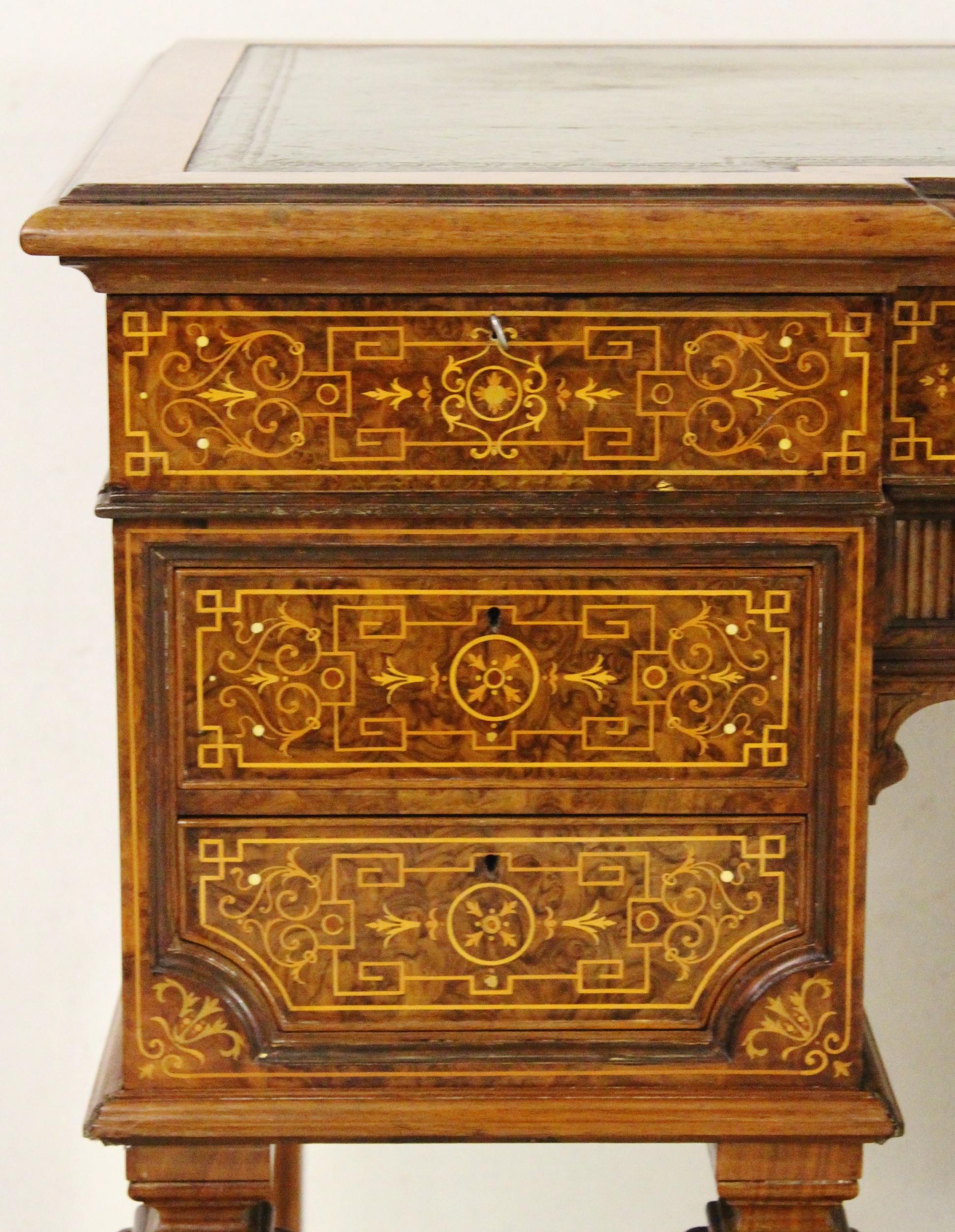 English 19th Century Inlaid Burr Walnut Writing Table by Johnstone and ...
