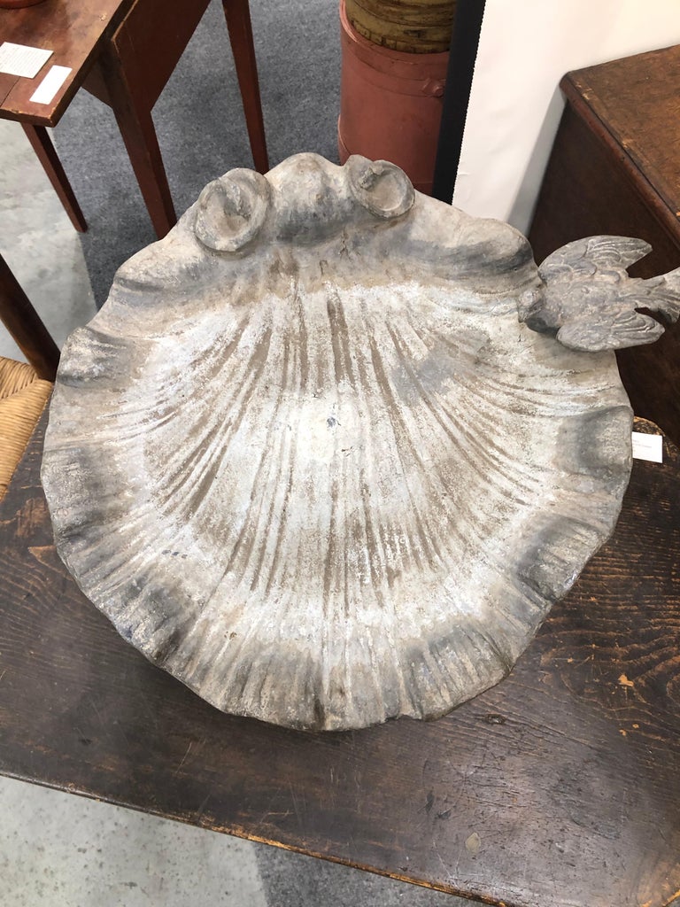 English 19th Century Lead Clamshell Birdbath with Dauphin Base For Sale ...