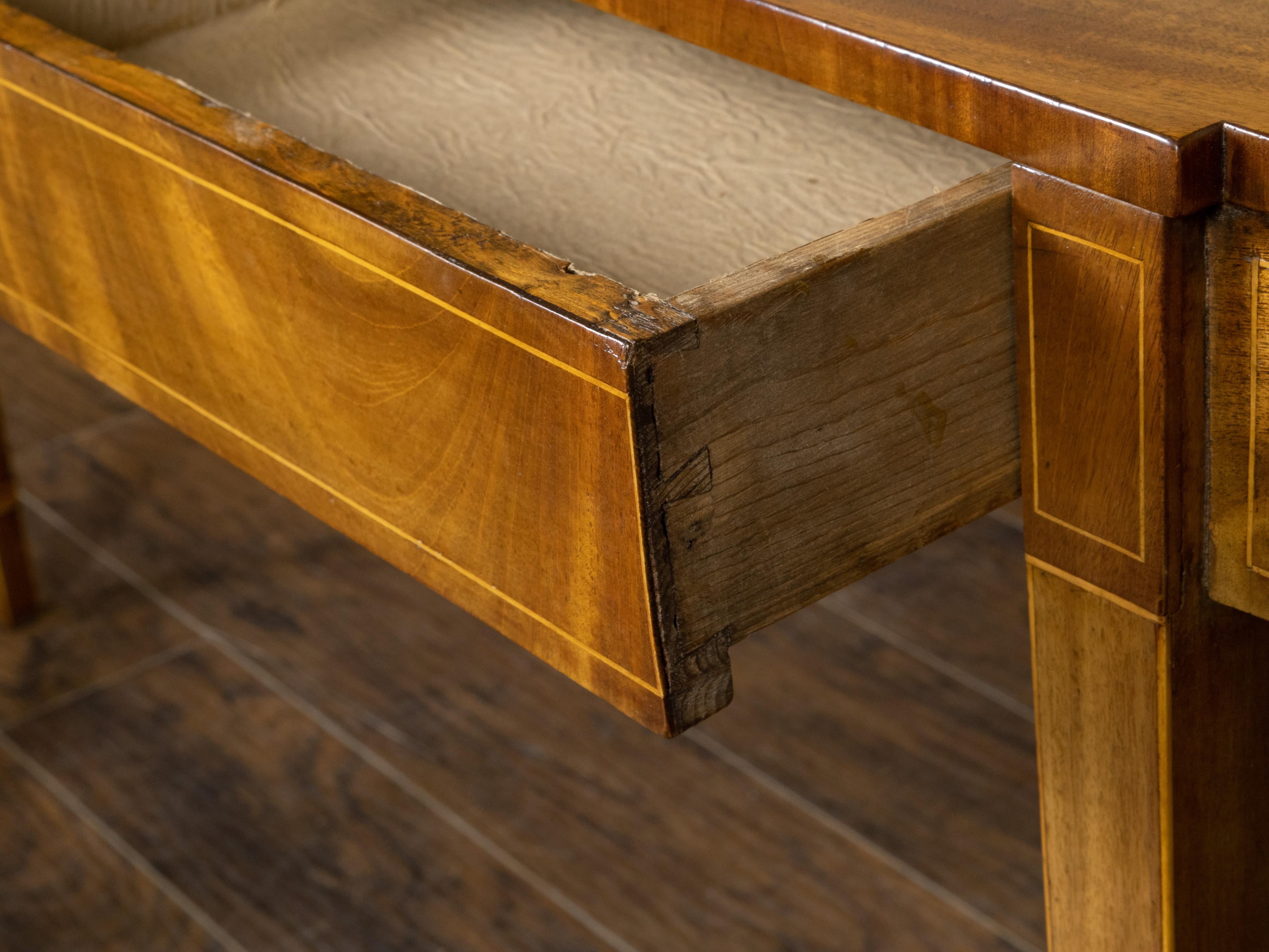 English 19th Century Mahogany Bow Front Console Table with Cross ...