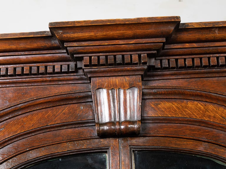 English 19th Century Oak Bookcase with Glass Doors, Drawers and ...