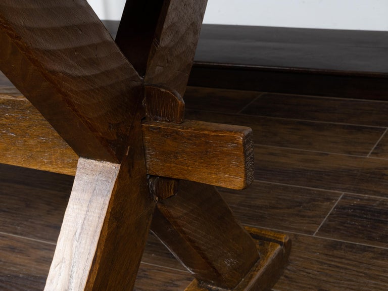 English 19th Century Oak Sawbuck Table with X-Form Base with Rustic Character For Sale at 1stDibs