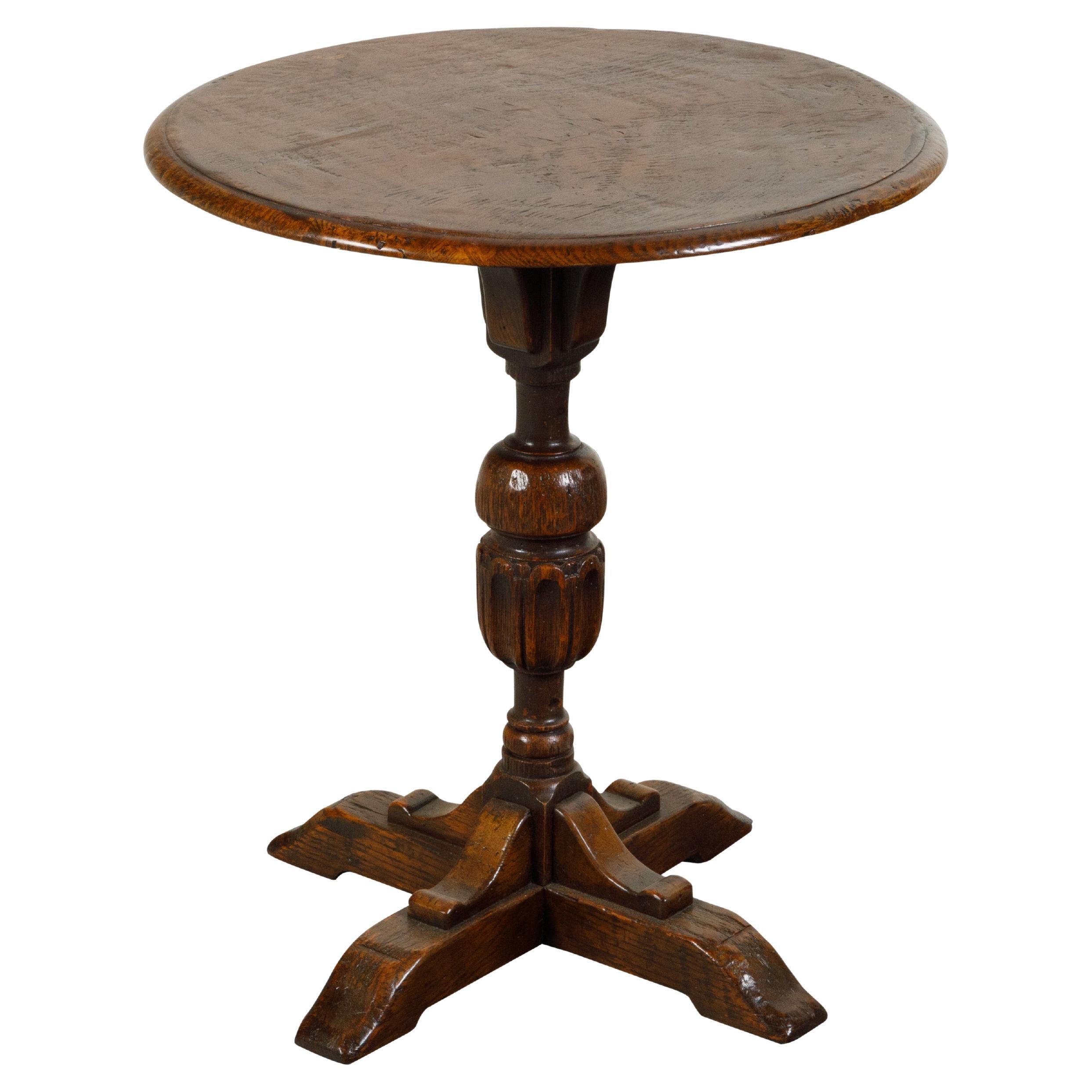 Side Table with Octogan Stone Top and Carved Base For Sale at 1stDibs
