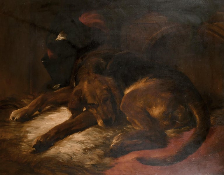 English 19th Century - Huge Victorian Oil Painting The Sleeping ...