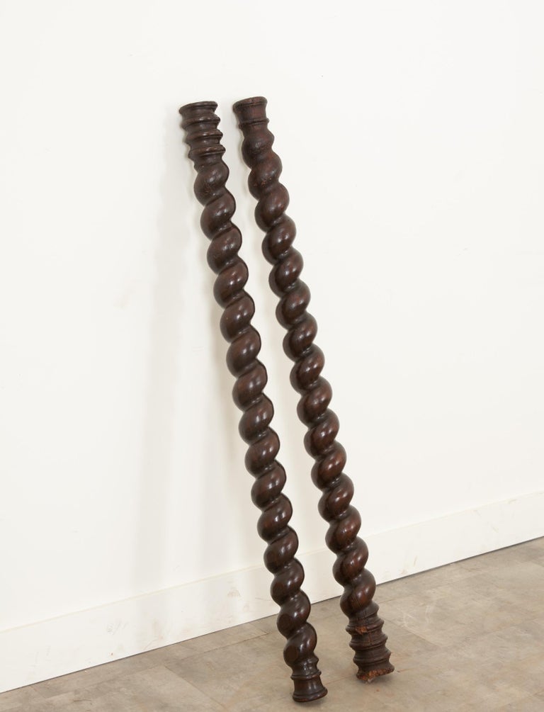 English 19th Century Pair of Barley Twist Columns For Sale at 1stDibs