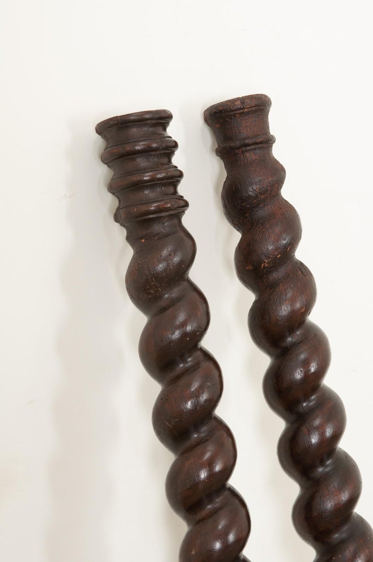 English 19th Century Pair of Barley Twist Columns For Sale at 1stDibs