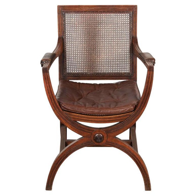 English 19th Century Regency Style Mahogany Curule Armchair For Sale at ...