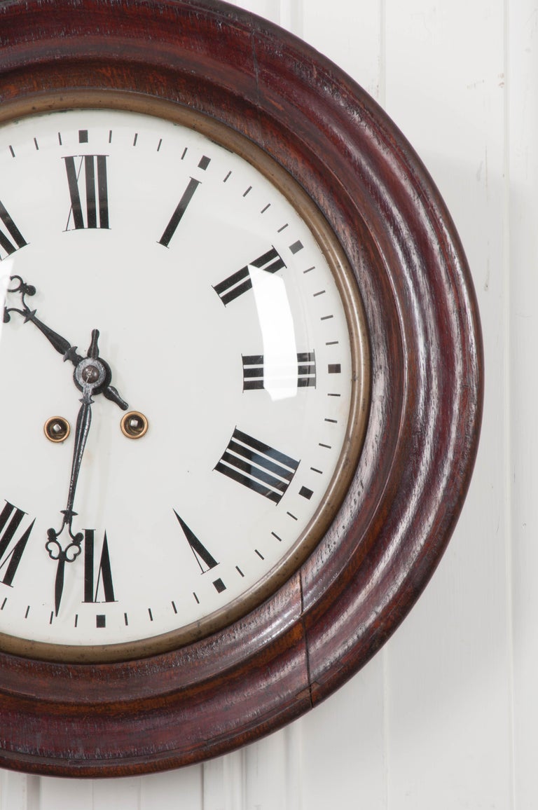 English 19th Century Round Oak Wall Clock at 1stDibs