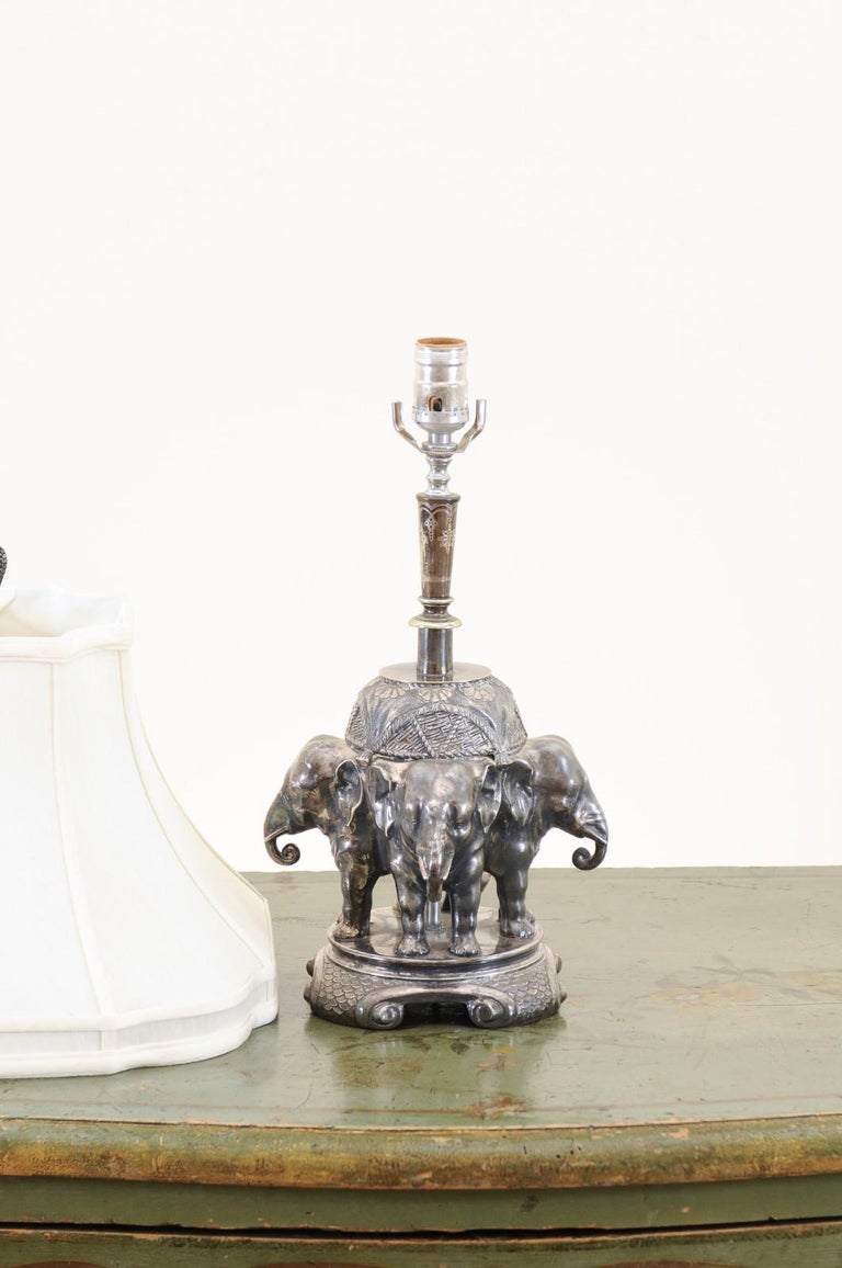 English 19th Century Victorian Period Metal Lamp Depicting Four Asian ...