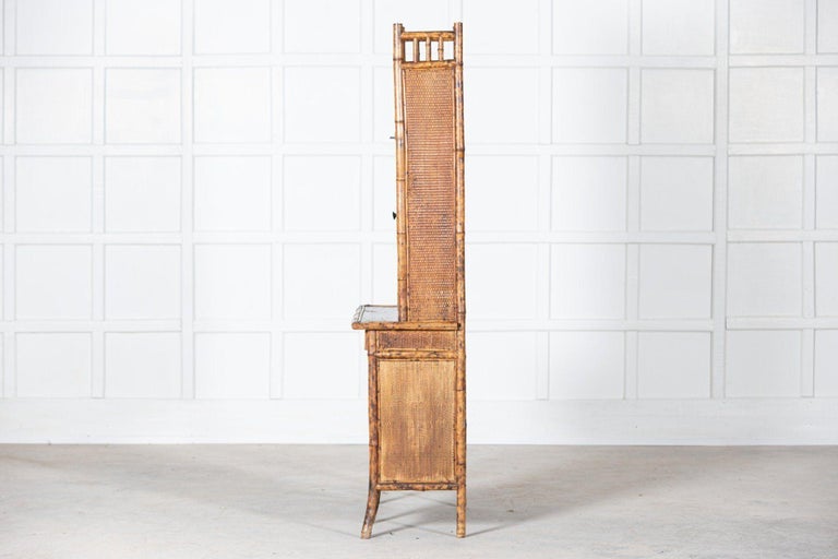 English 19th C Chinoiserie Lacquer Glazed Bamboo Secretaire at 1stDibs