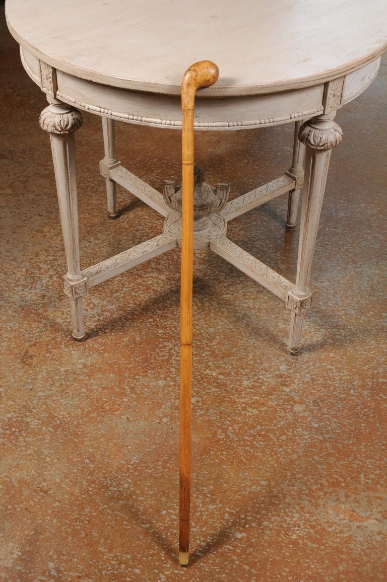 English 20th Century Bamboo Walking Cane with Know Head Handle and Warm ...