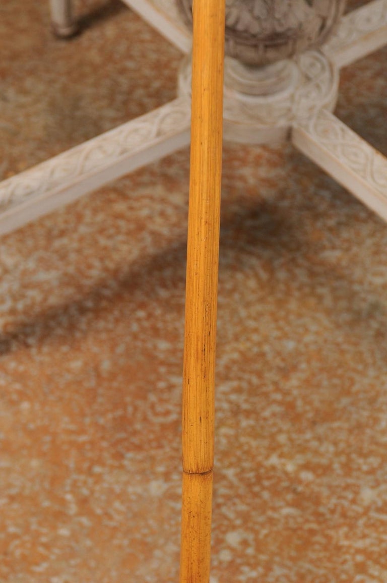 English 20th Century Bamboo Walking Cane with Know Head Handle and Warm ...