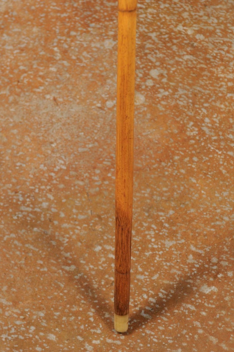 English 20th Century Bamboo Walking Cane with Know Head Handle and Warm ...