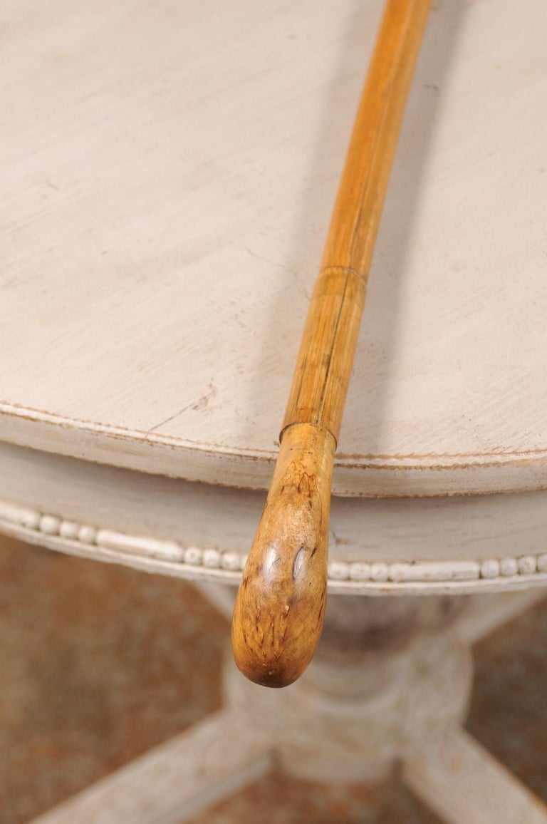 English 20th Century Bamboo Walking Cane with Know Head Handle and Warm ...