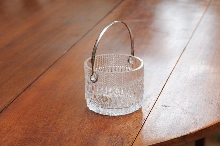 English 20th Century Cut Glass Ice Bucket with Silver Spoon and ...